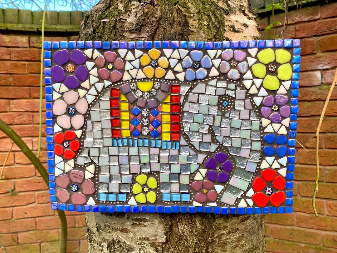 Mosaic Art, Elephant Mosaic, Garden Wall Decor, Gift for Elephant ...