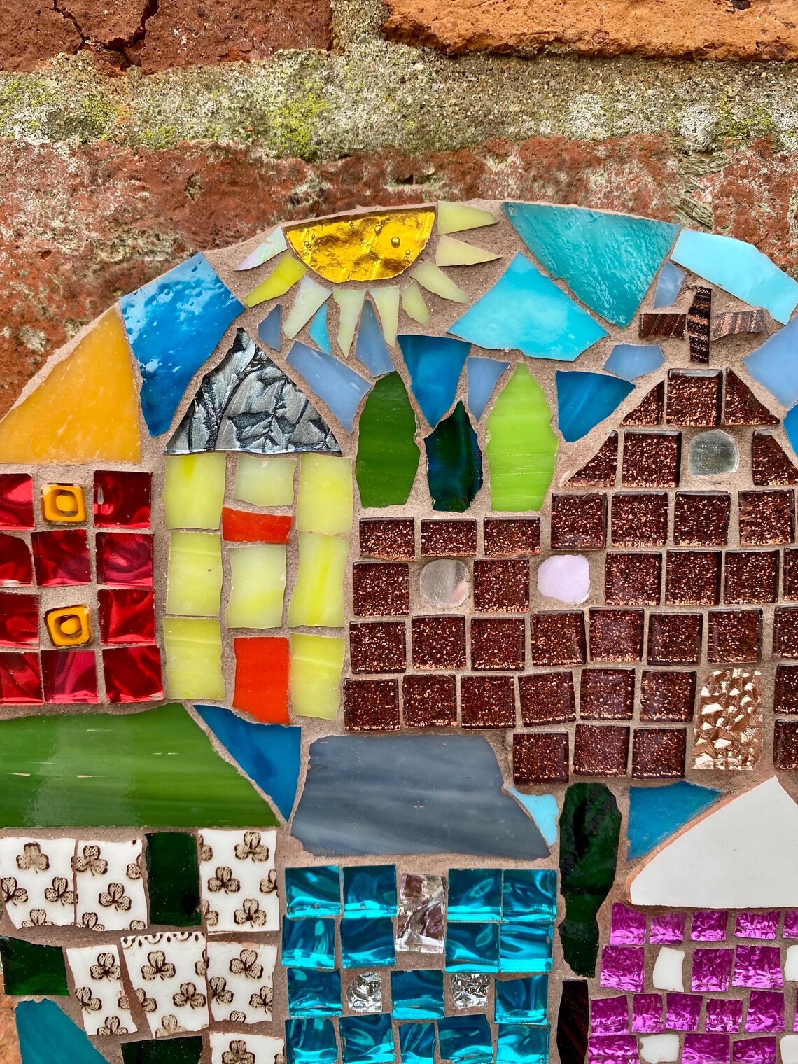 Handmade Mosaic Village Scene Wall Art: Weatherproof Garden Decor - Etsy