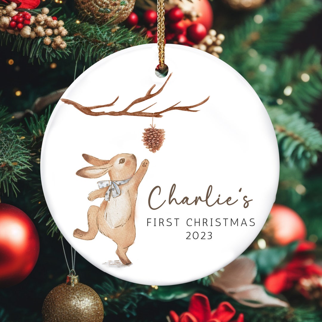 Personalized Baby's First Christmas Ornament 2023, Bunny Ornament ...