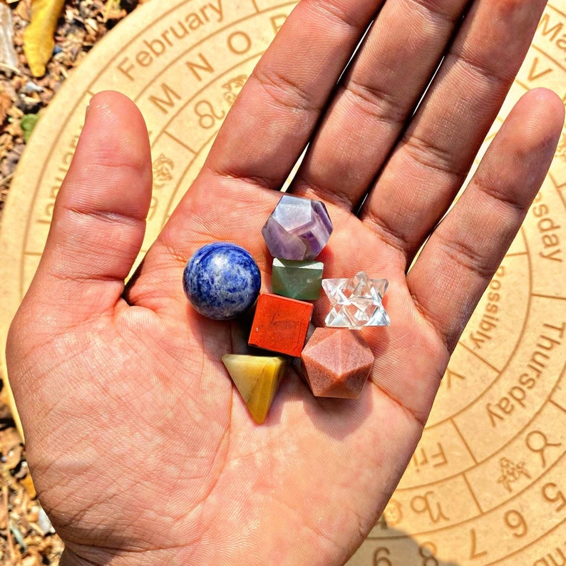 7 Pcs Chakra Platonic Solids Sacred Geometric Set Crystal Geometry Set ...