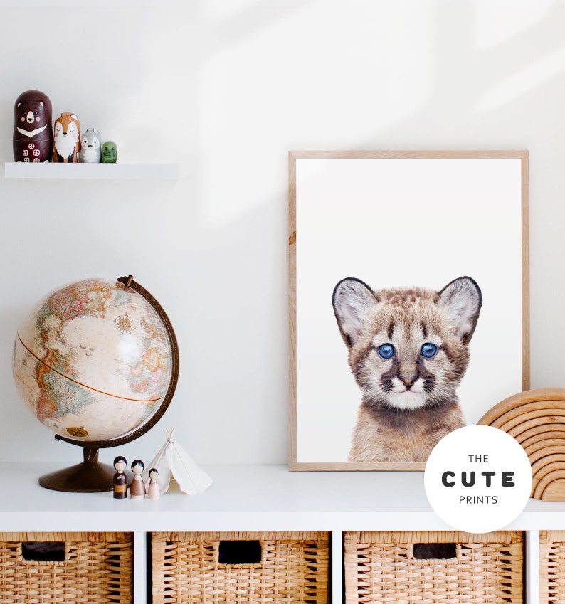 Nursery Animals Art Puma Print, Safari Baby Puma Cub - Etsy