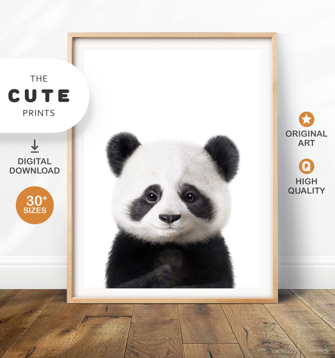 Cute Panda Wall Art Digital Print, Nursery Wall Art Baby Animal Prints ...