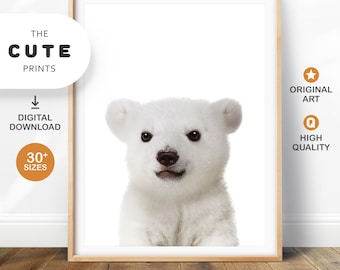 Baby Bear Print Printable Nursery Wall Art Animal Prints | Etsy