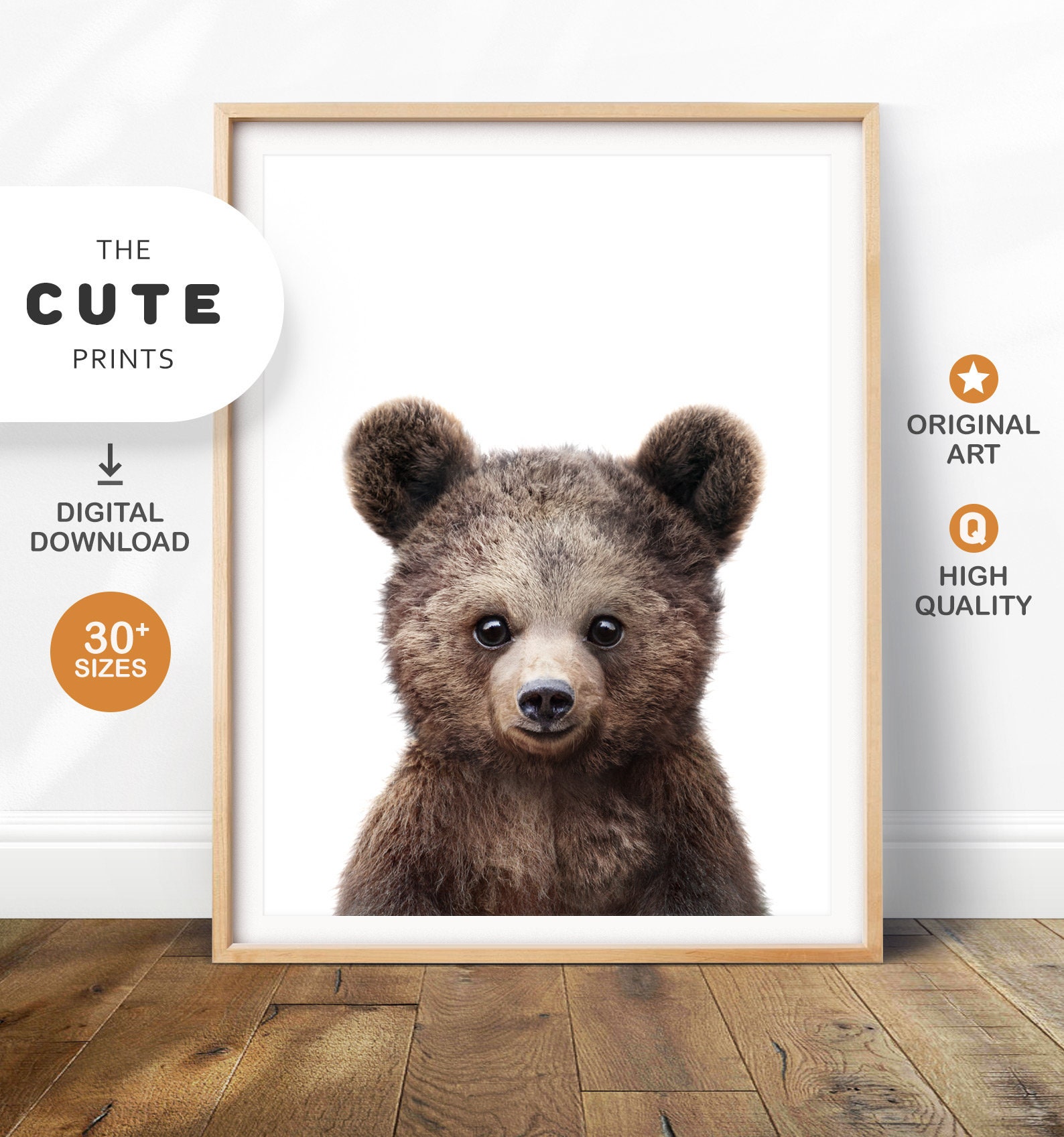 Baby Bear Print Woodland Animals Nursery Wall Art Cute Bear - Etsy