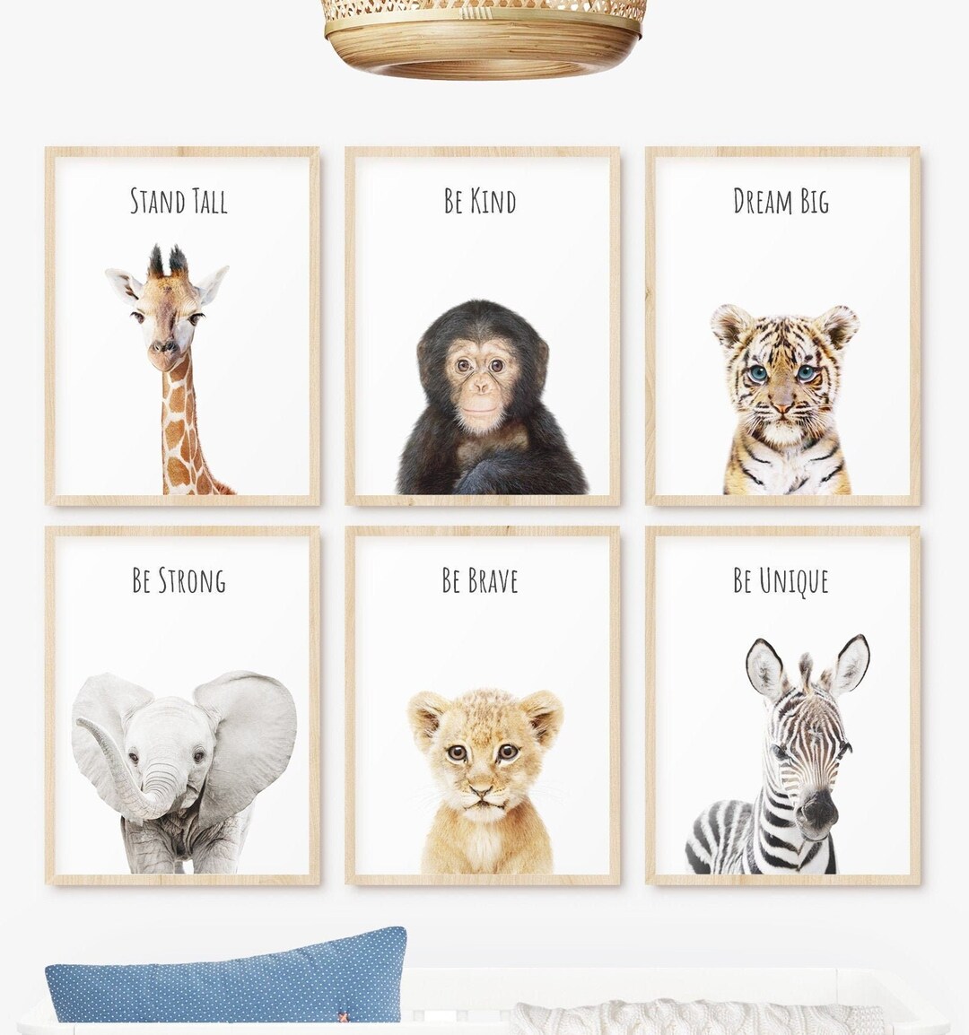 Safari Nursery Wall Art, Nursery Prints, Set of 6 Animals Prints ...