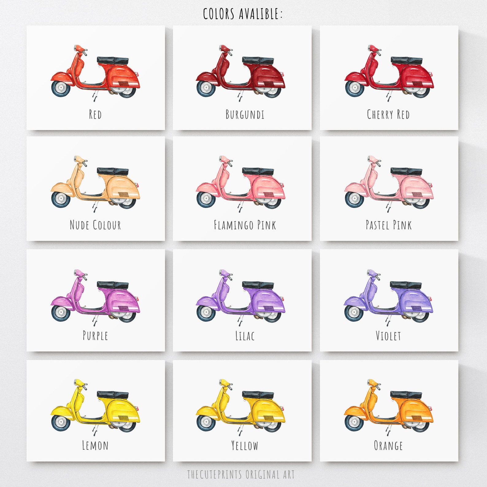 Vespa Scooter Print Printable Vespa Wall Art Purple Classic - Etsy