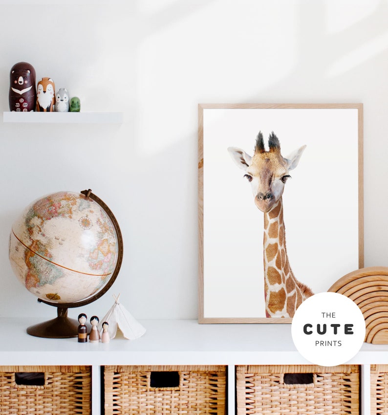 Giraffe Print Safari Nursery Wall Art Baby Giraffe Nursery | Etsy