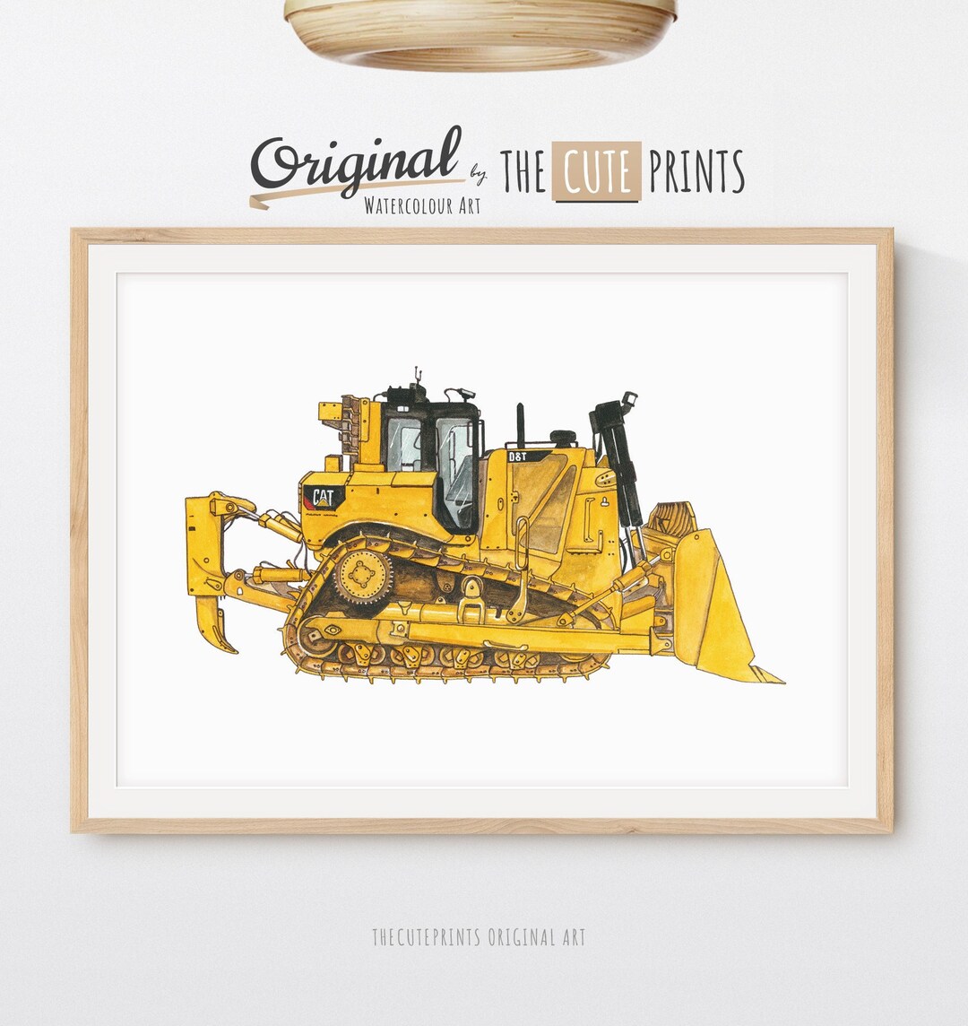 Bulldozer Print, Construction Printable Wall Art, Bulldozer Truck Print ...