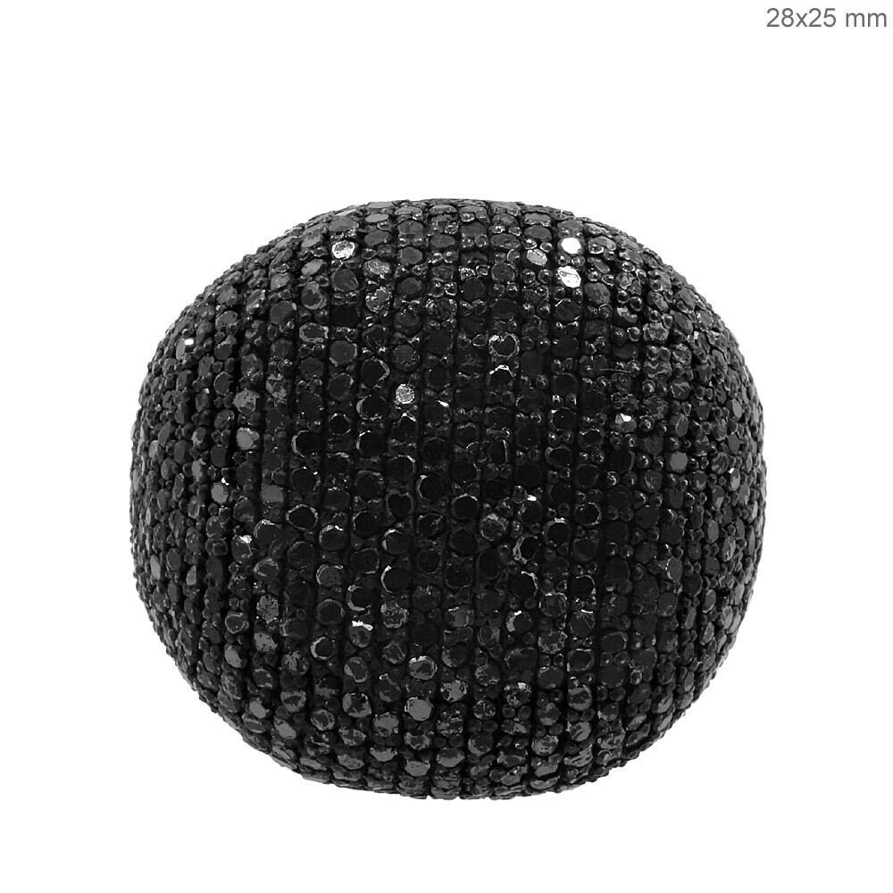 Black Spinel Gemstone Dome Ring 925 Sterling Silver Cluster - Etsy