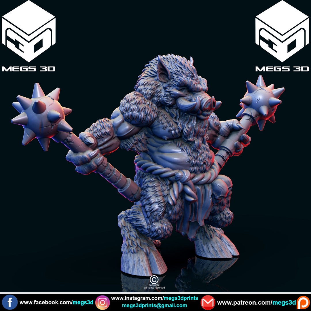 Wereboar 3D Printed Miniature - Etsy