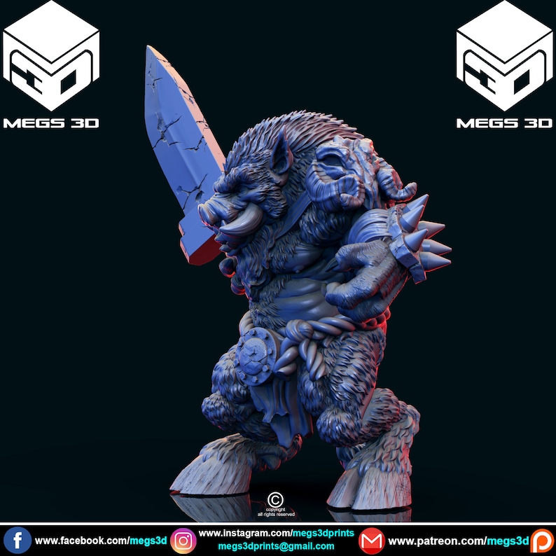 Wereboar 3D Printed Tabletop Miniature - Etsy