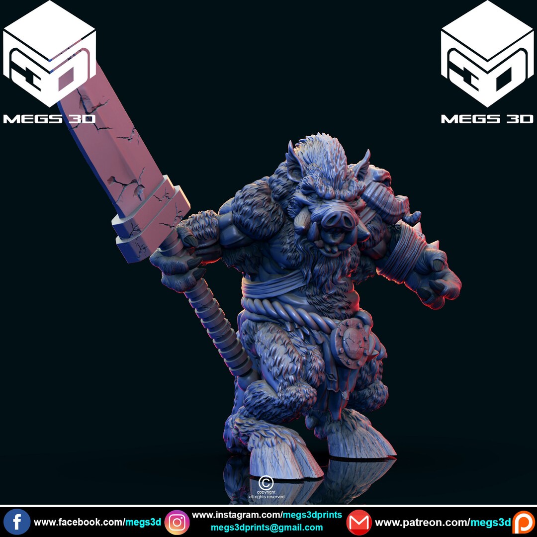 Wereboar 3D Printed Tabletop Miniature - Etsy