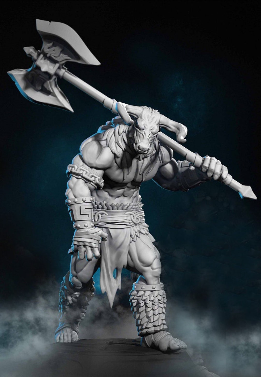 Minos the Minotaur Warrior King Custom 3D Printed Miniature With Base ...
