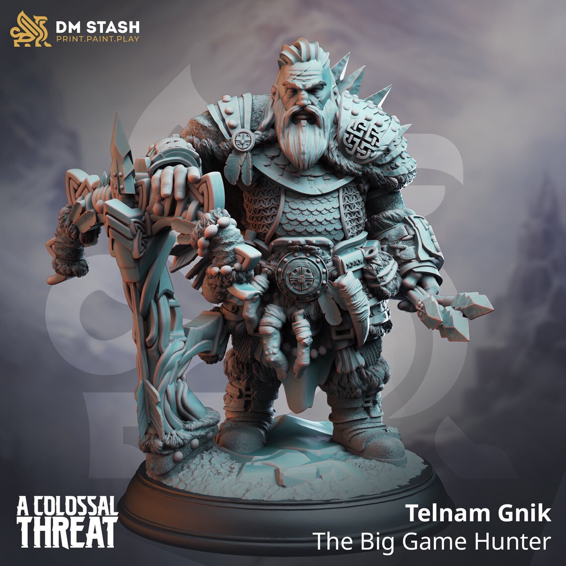 Telnam Gnik, Dwarf Monster Hunter Ranger Custom 3D Printed Miniature ...