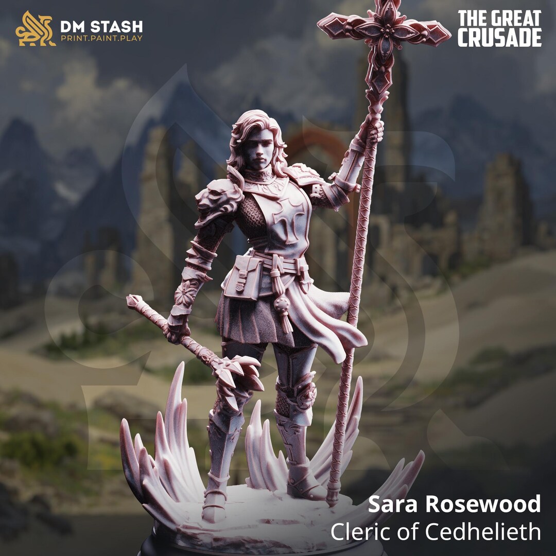 Human Life Cleric - Sara Rosewood Custom 3D Printed Miniature With Base ...