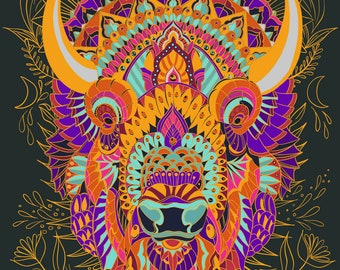 Psychedelic Bison - Etsy