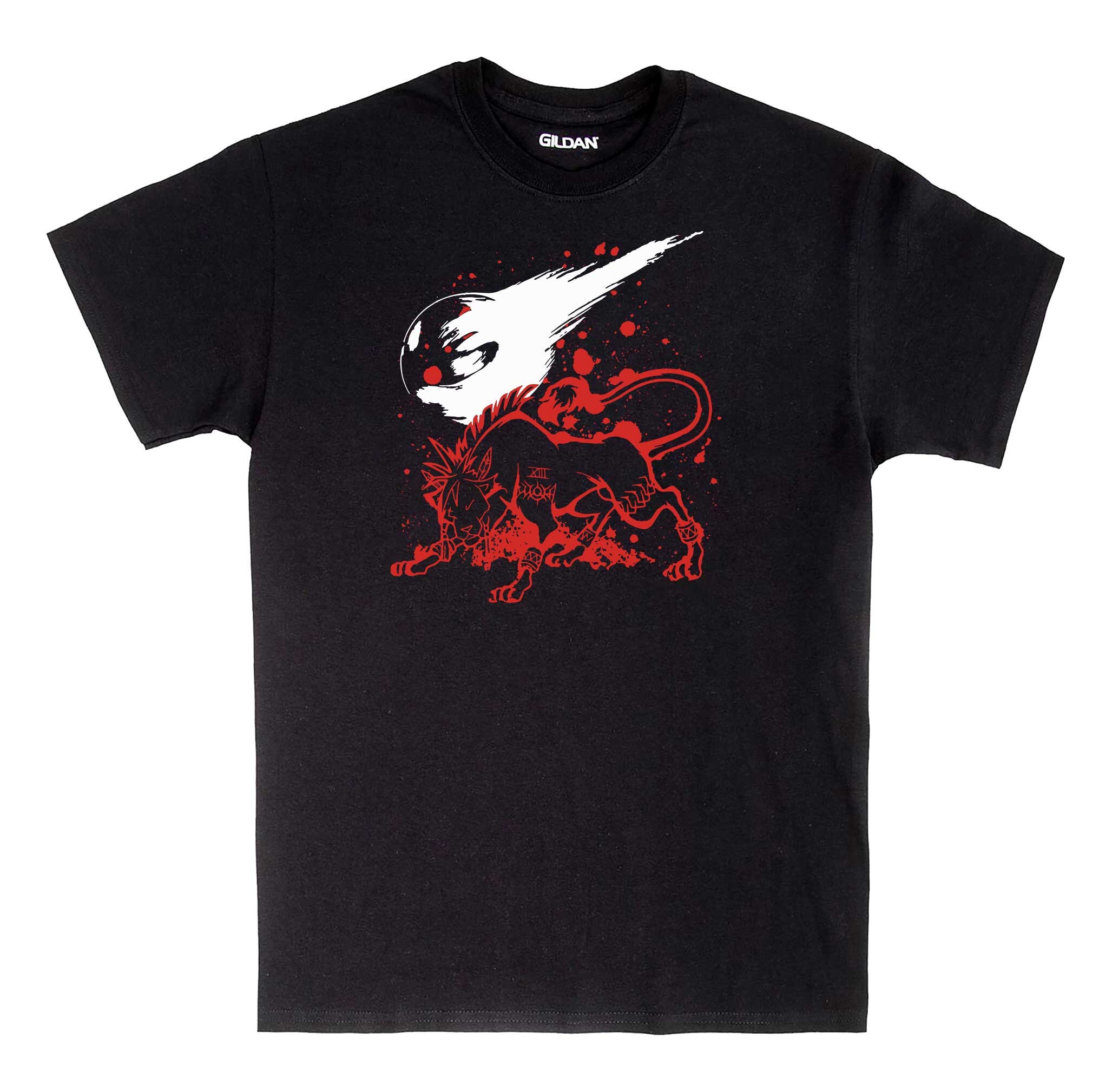 FF7 Red Ink Splatter Effect Unisex Gaming T-Shirt Adults & Kids Fantasy ...
