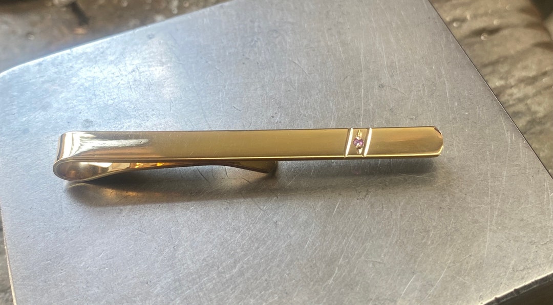18ct Gold Plated Ruby Tie Slide - Tie Clasp - Formal Wear - Suit ...