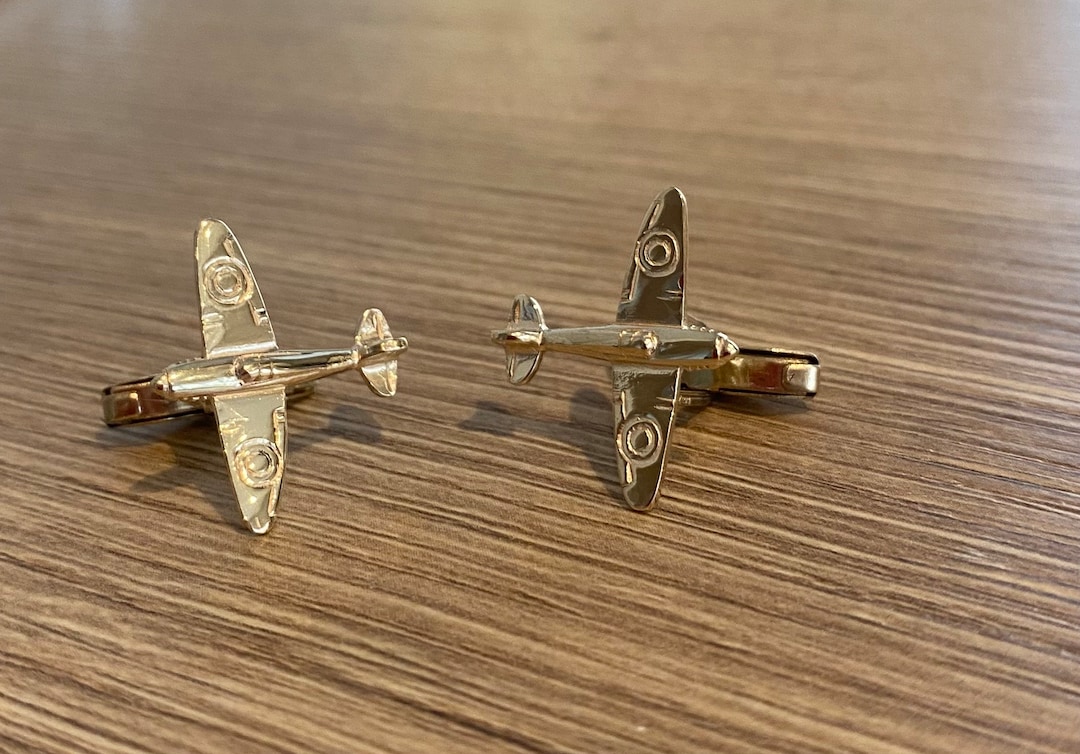 9ct Gold Spitfire Cufflinks- Suit Accessories - Airplane Cufflinks ...