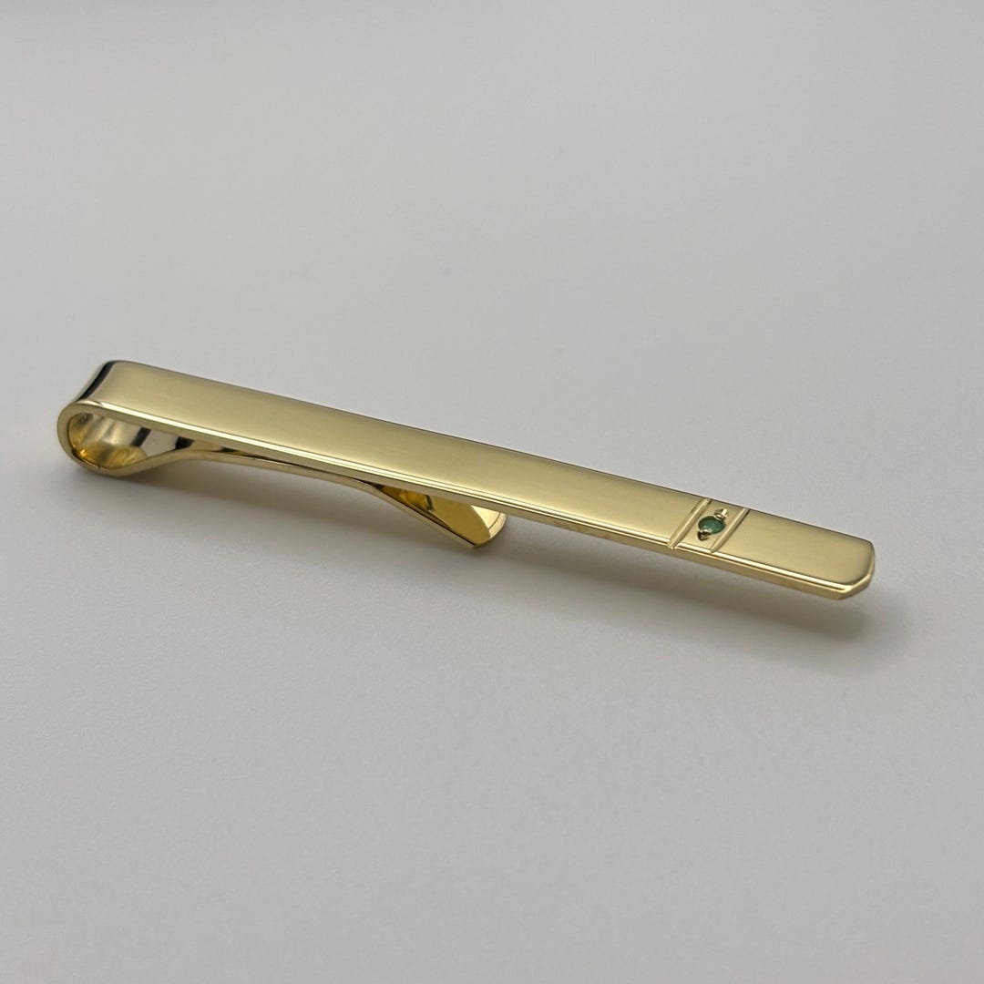 18ct Gold Plated Emerald Tie Slide - Tie Clasp - Formal Wear - Suit ...