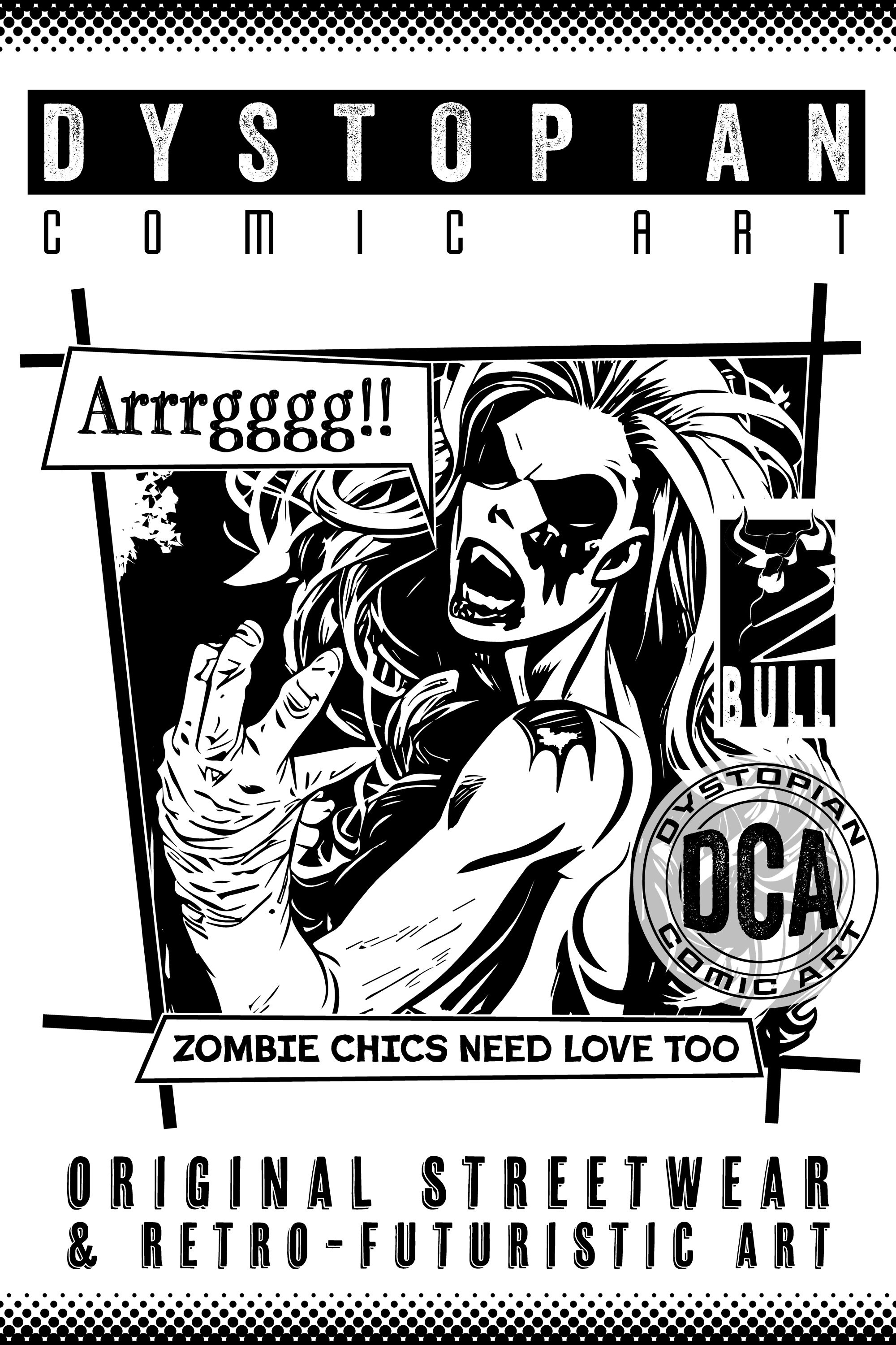 Hot Zombie Chic Black and White Comic Art Funny Zombie Shirt End of the ...