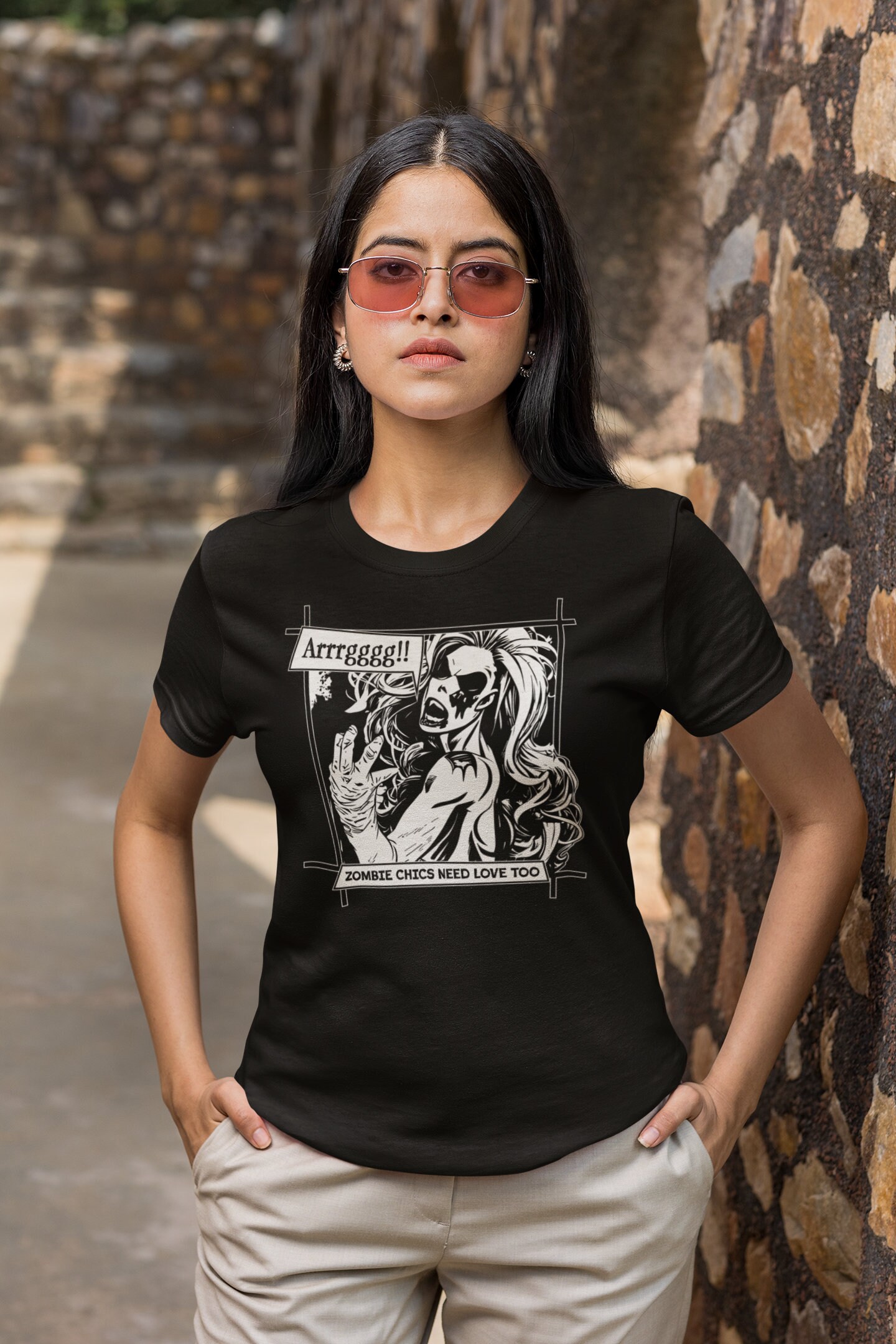 Hot Zombie Chic Black and White Comic Art Funny Zombie Shirt End of the ...