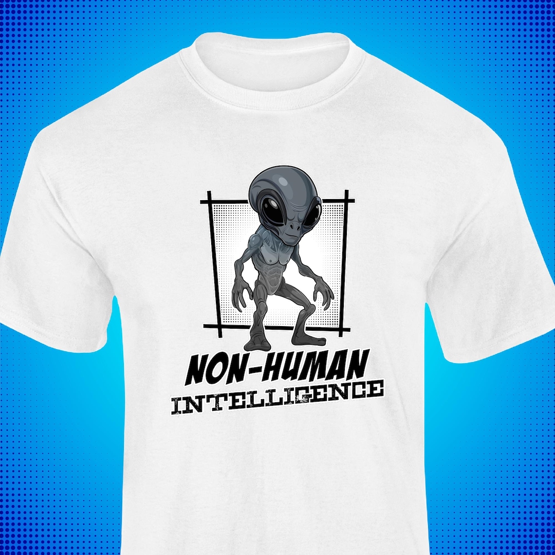 Cartoon Gray Alien T-shirt - NHI UFO UAP Graphic Tee - Retro Comic ...