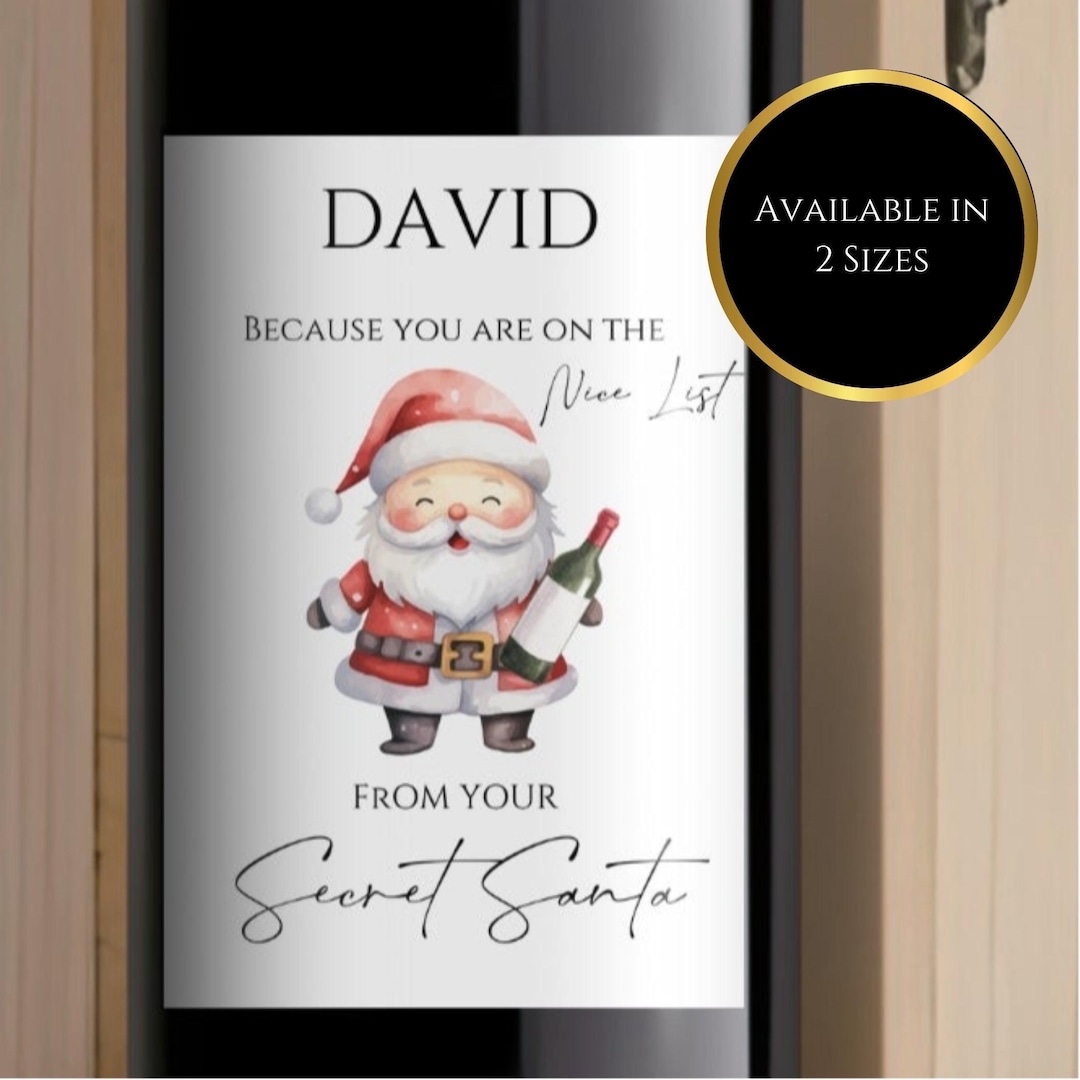 Secret Santa', Christmas Wine Label Personalised, Funny, Humour ...