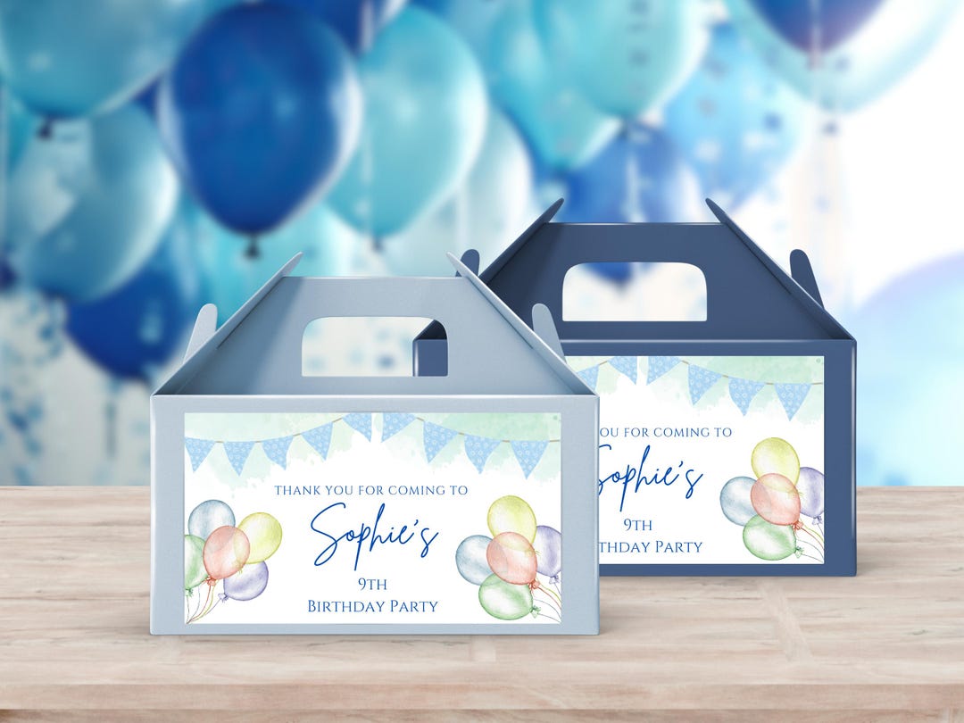 Party Balloons, Gable Box Labels, Kids, Girls, Boys, Unisex,teens Party ...