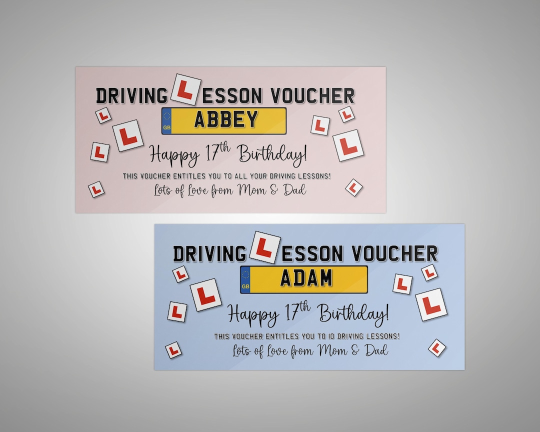 17th Birthday Driving Lesson Voucher, Personalised Birthday Voucher ...