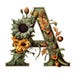 Sage Green Floral Alphabet Clipart: Sunflower Letter Monogram (PNG JPEG ...