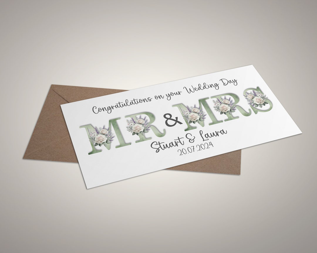 Personalised Wedding Money Card | Money/gift Wallet | Personalised ...