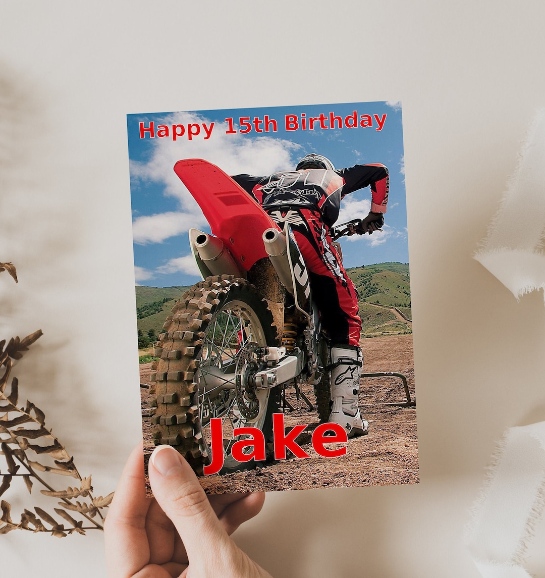 Personalised Motocross Motorbike Birthday Card. Any Name and Age. . - Etsy