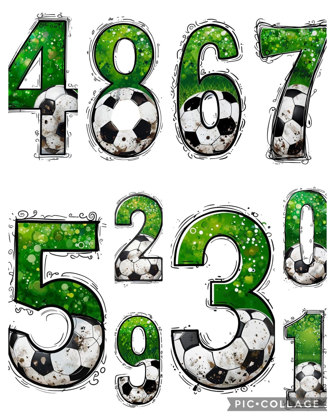Football Soccer Numbers PNG JPEG - Etsy