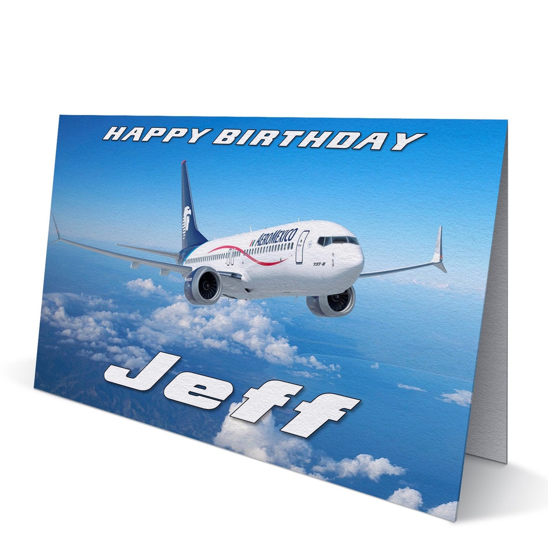 Personalised 737 Card Plane Aviation Pilot Boeing Fly. Any Name and Age ...
