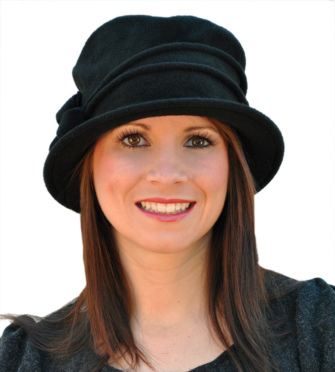 100% Polyester Fleece Pull Hat Cloche Hat With Ribbed Detail and Wired ...