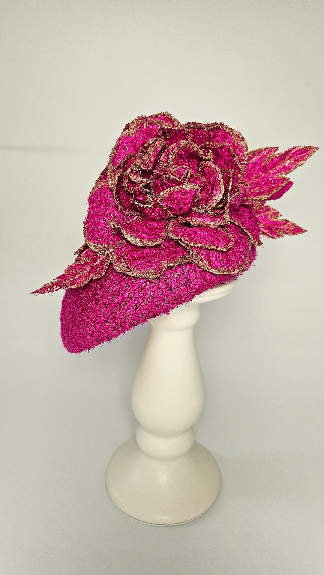 Bright Pink Hat With Rose Flower, Great for Cheltenham Festival, the ...