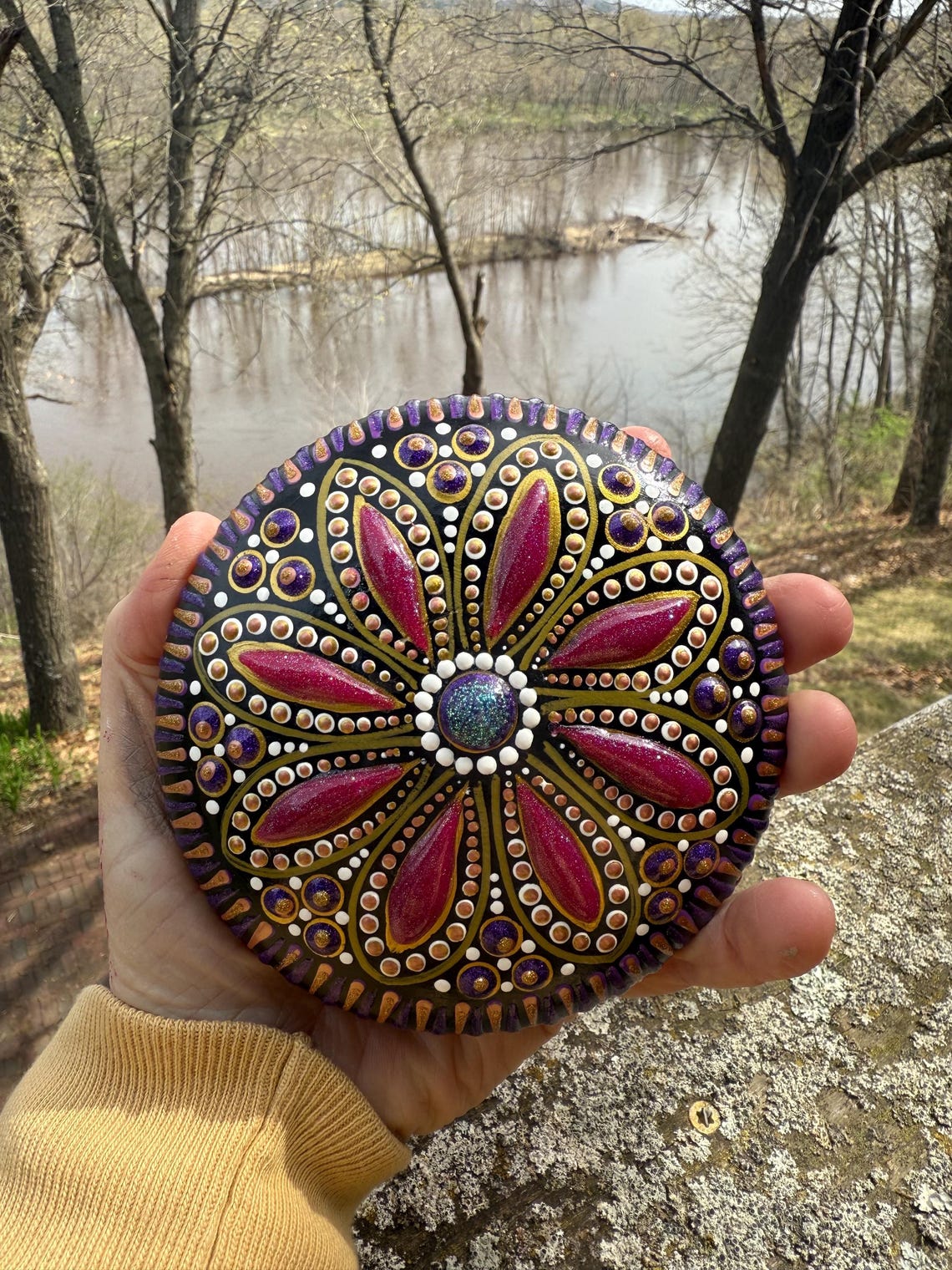 Mandala Stone: Hand-painted With Acrylic Paints. - Etsy