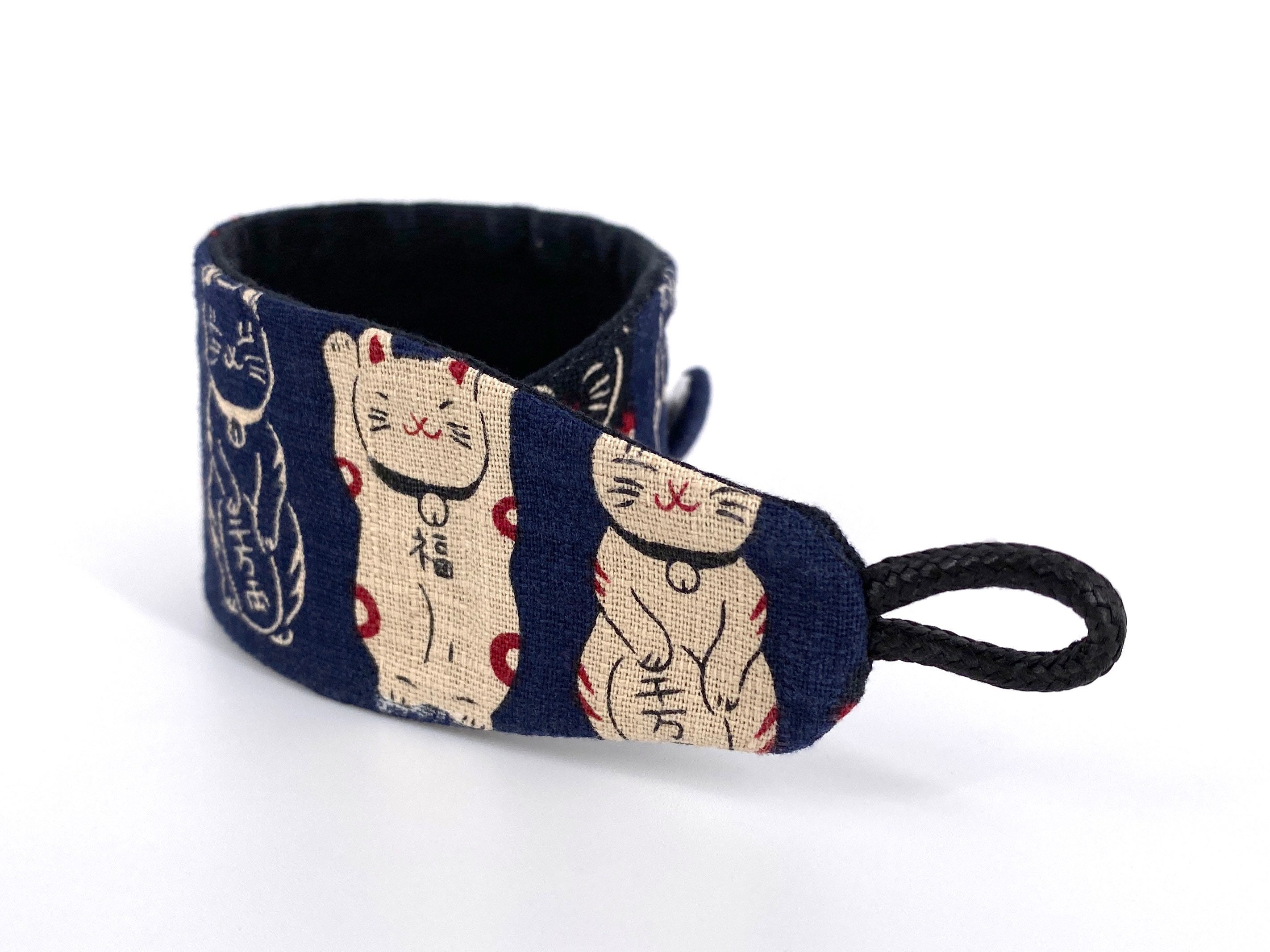 OBI One Japanese Cuff Bracelet White and Blue Maneki-neko - Etsy