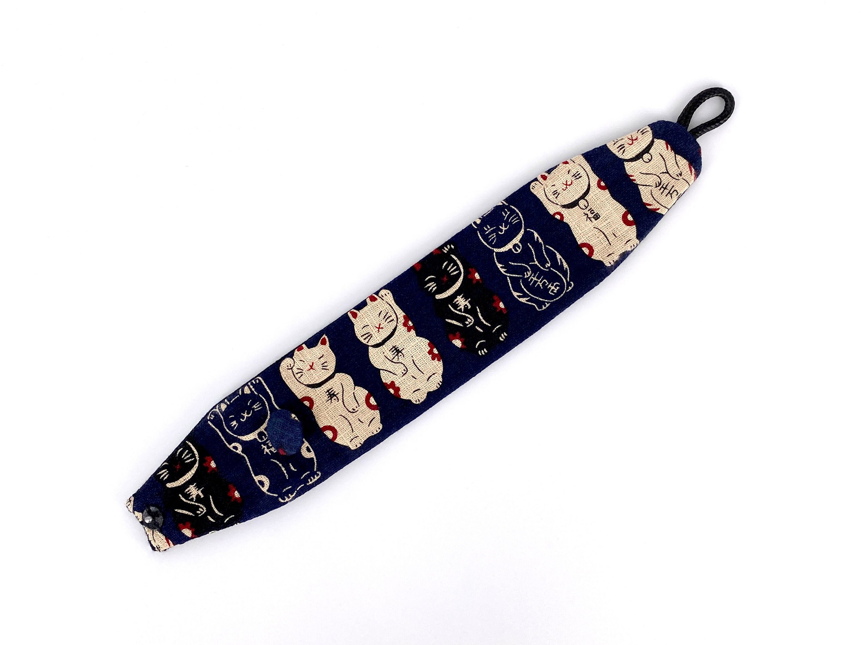 OBI One Japanese Cuff Bracelet White and Blue Maneki-neko - Etsy