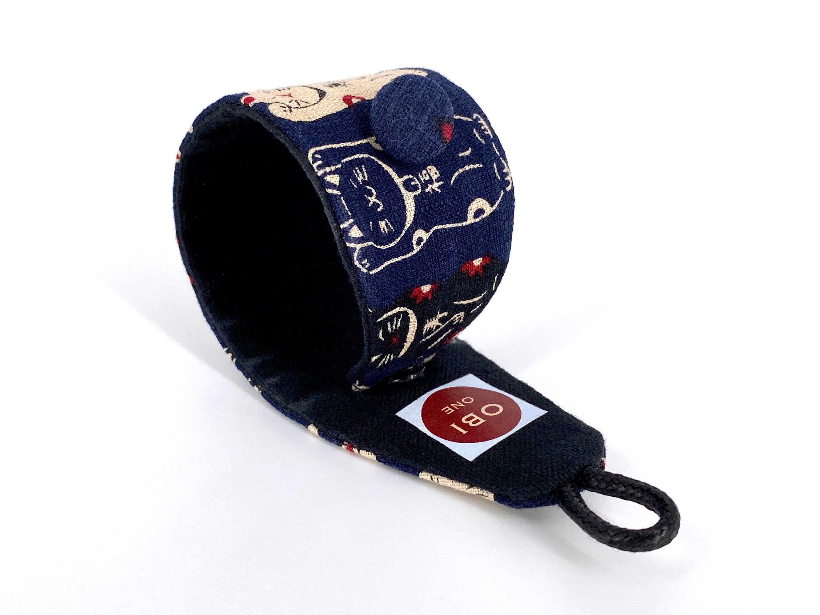 OBI One Japanese Cuff Bracelet White and Blue Maneki-neko - Etsy