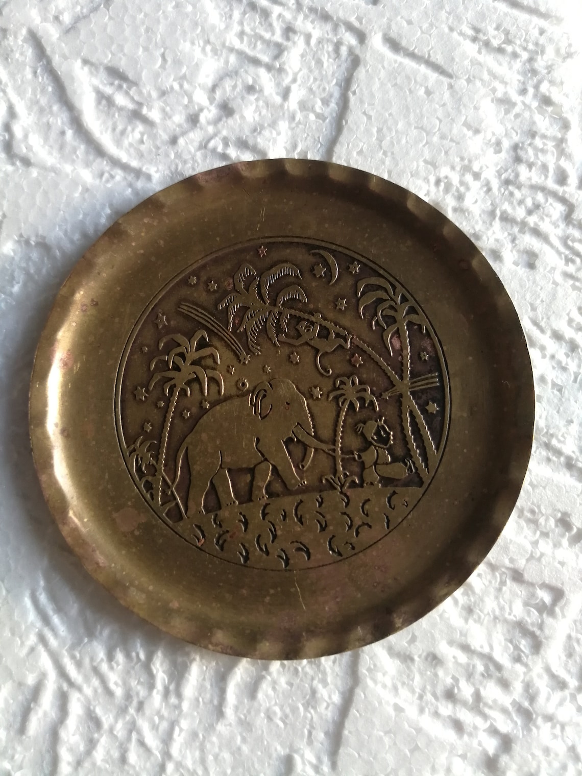 Pair of Embossed Antique Brass Plates Engraved Elements of - Etsy