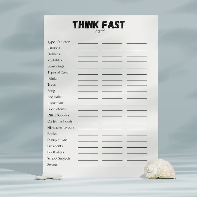 Think Fast Game | Icebreaker Games | Friends & Family Games | INSTANT ...