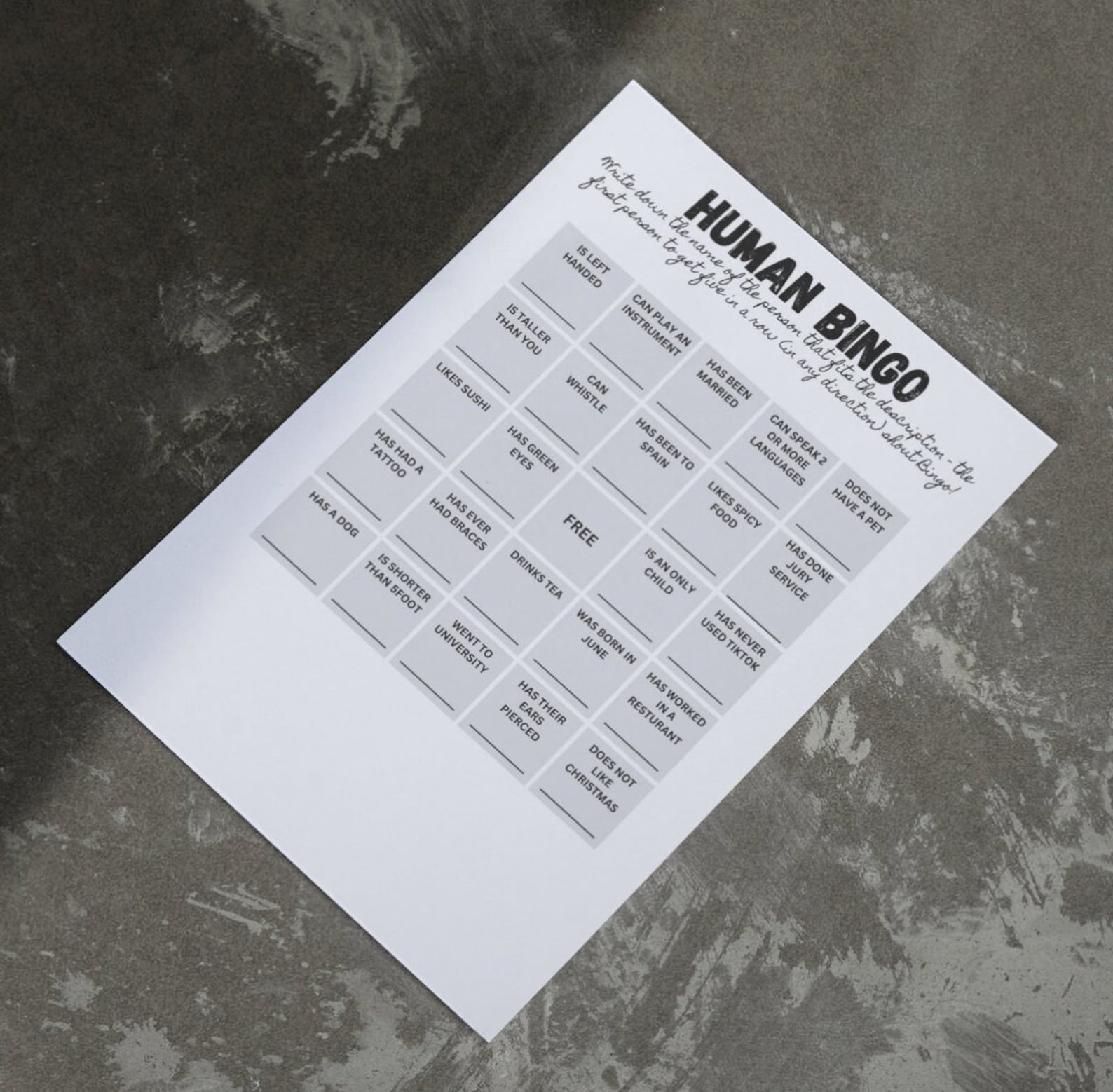 Human Bingo | Icebreaker Games | Games Night | INSTANT DOWNLOAD - Etsy