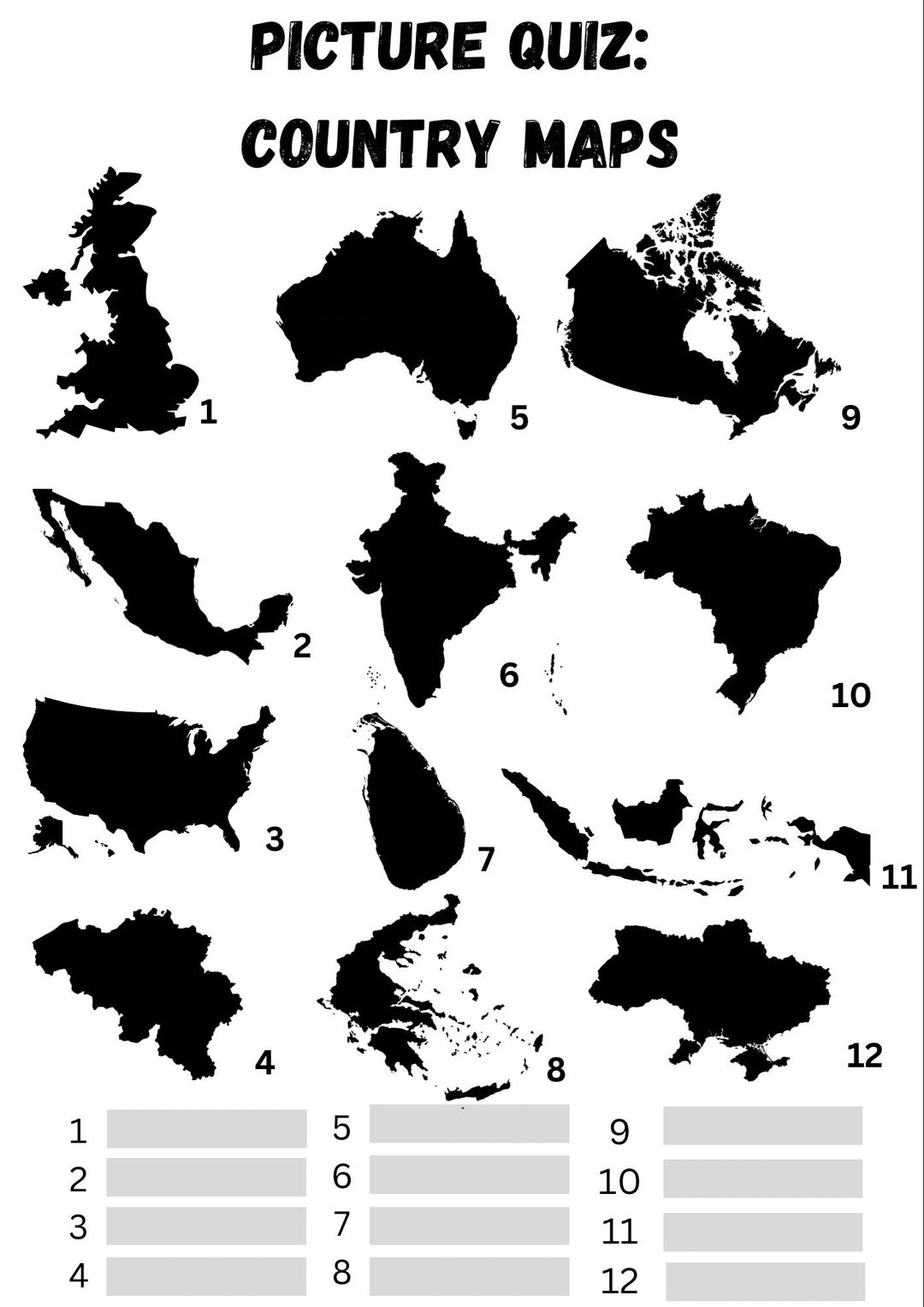 Country Maps Quiz Quiz Night Family Games Geography Quiz - Etsy Denmark