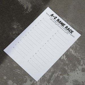 A-Z Name Race | Icebreaker Games | Games Night | INSTANT DOWNLOAD - Etsy