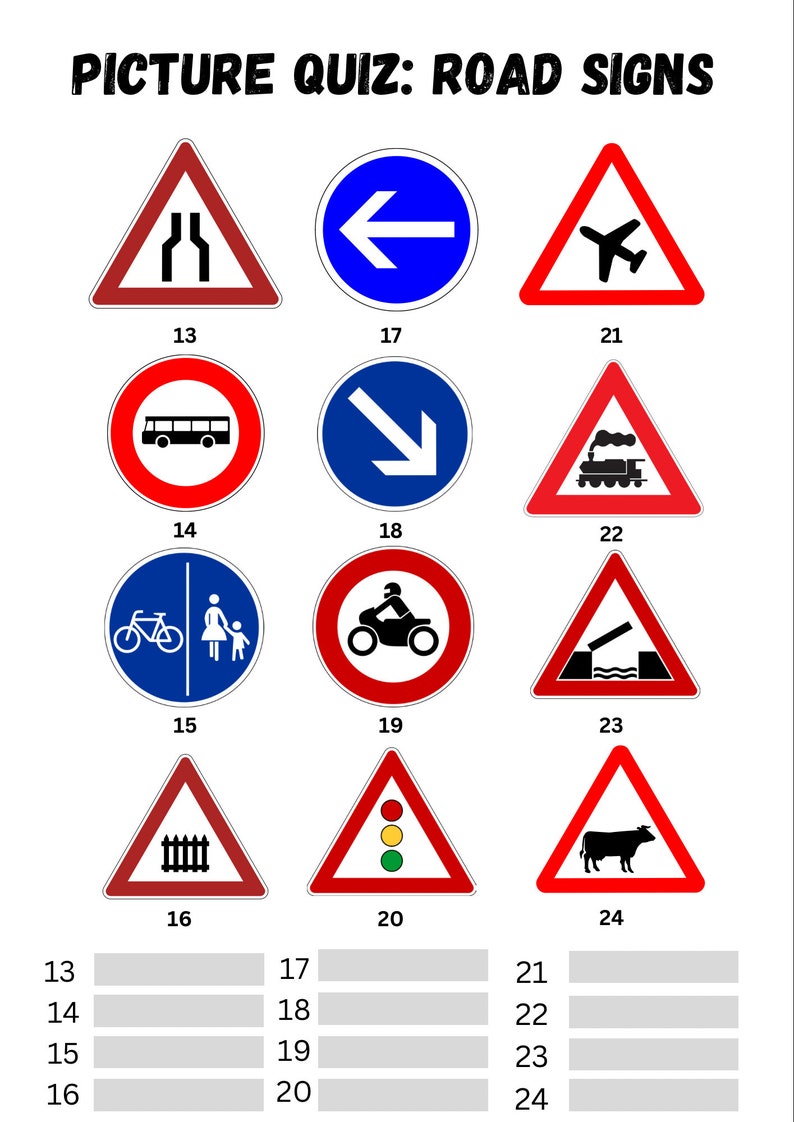 UK Road Signs Quiz UK Theory Test Games Night - Etsy