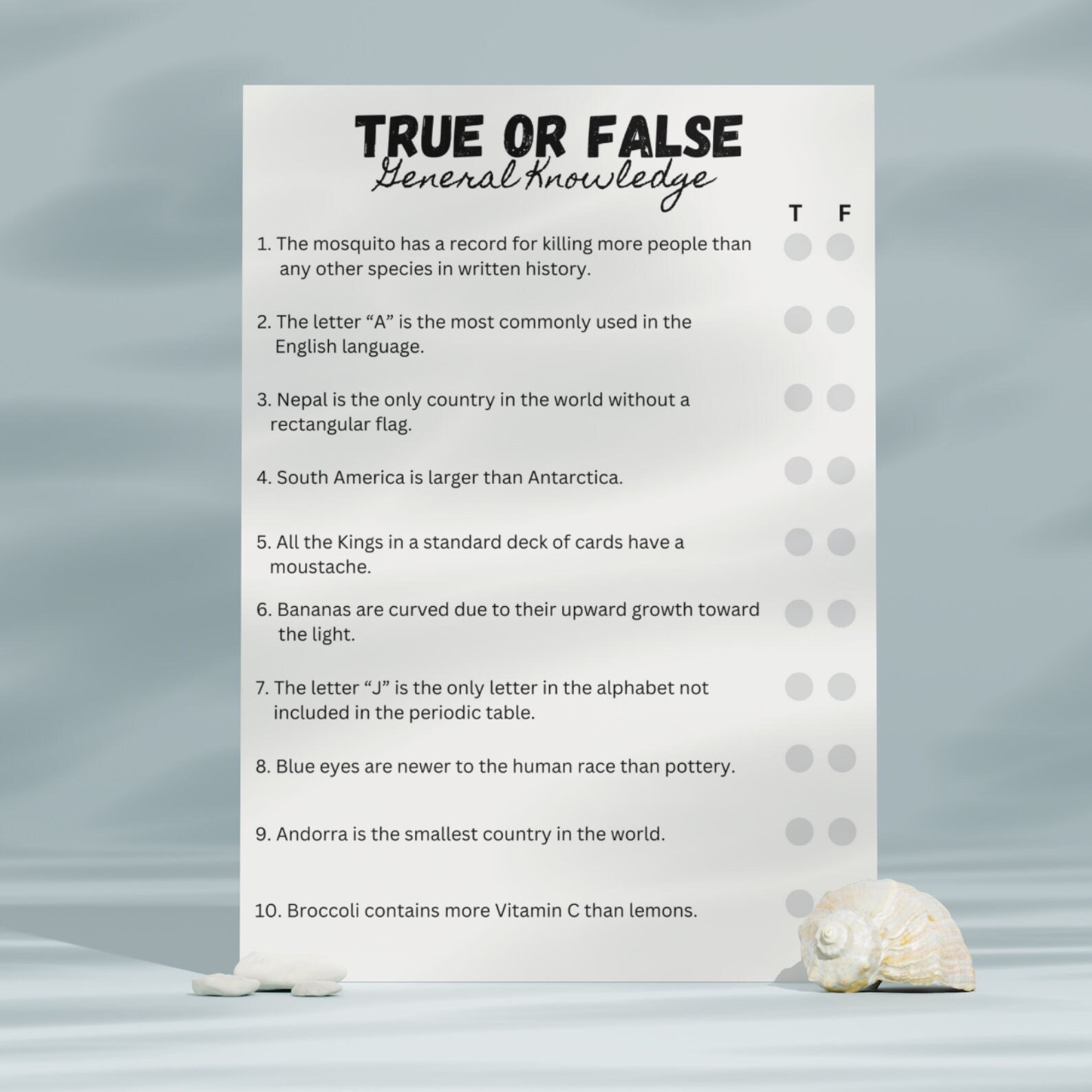 True or False Quiz Printable | Family Quiz | Friends Quiz | General ...