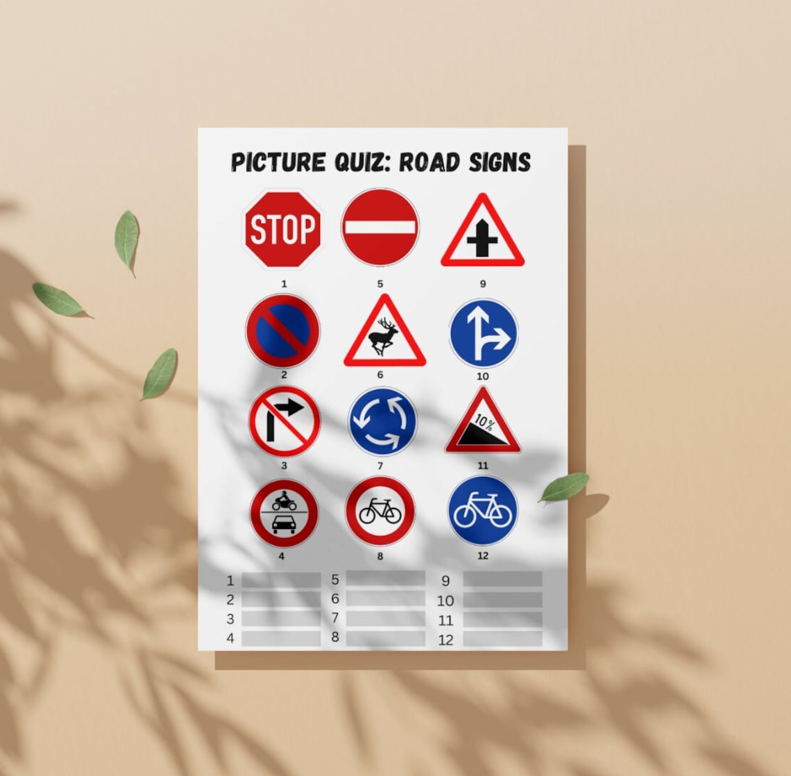 UK Road Signs Quiz UK Theory Test Games Night - Etsy