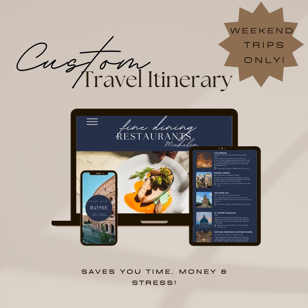 Personalized Travel Itinerary (weekend Trips): Custom Trip Planner ...